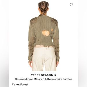 Yeezy | Sweaters | Nwt Yeezy Season 3 Destroyed Crop Military Sweater W ...